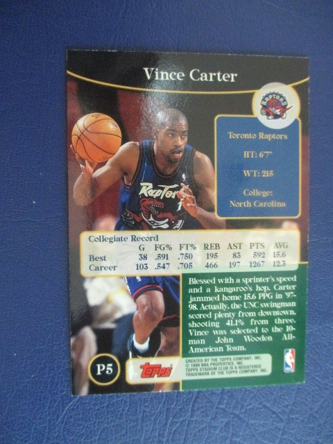 1998 STADIUM CLUB VINCE CARTER PRIME ROOKIE #P5 | eBay