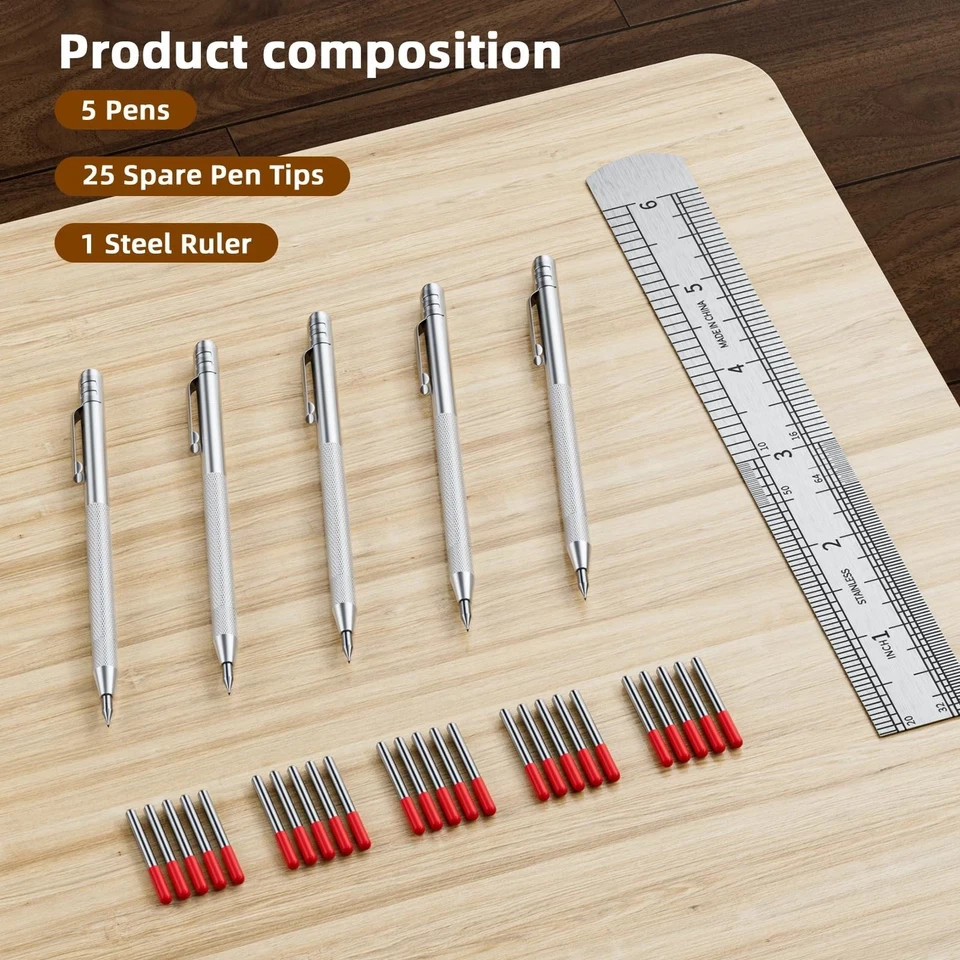 5-Pack Tungsten Carbide Scriber, Metal Scribe Tool with 6 Count (Pack ...