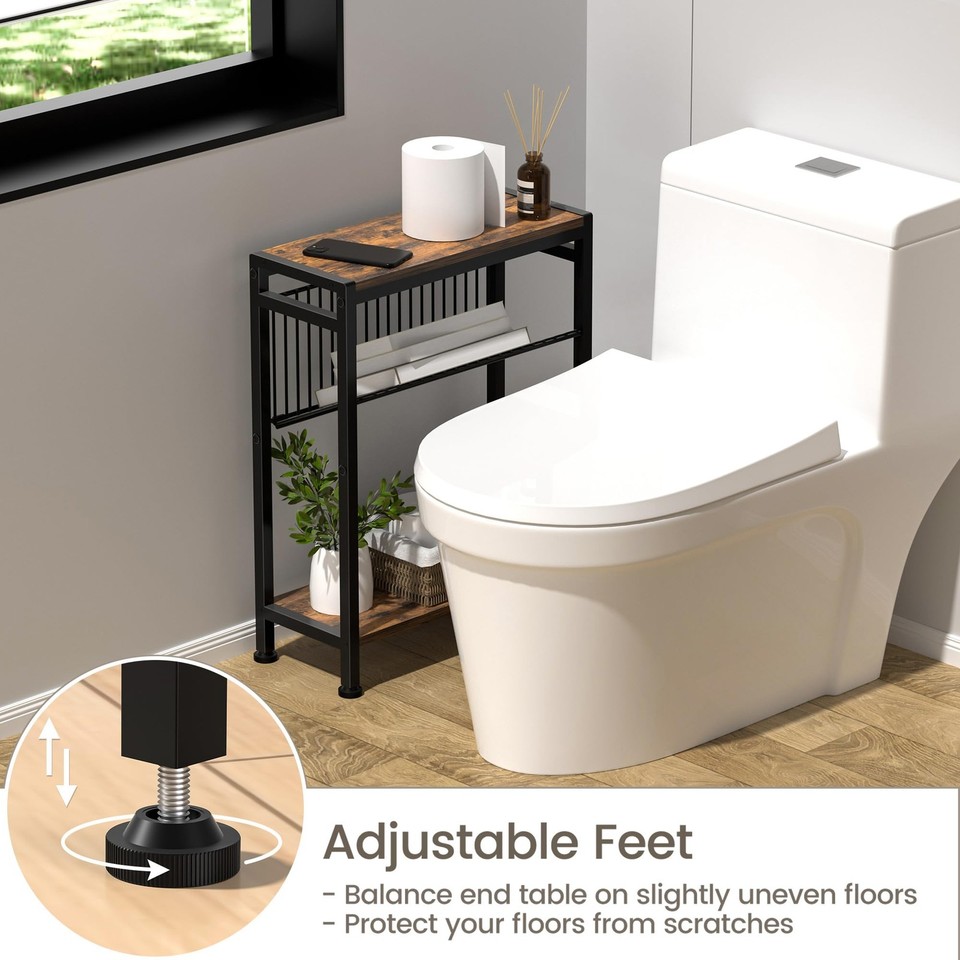 Small Side Table for Small Space, 3-Tier Narrow End Table with Magazine ...