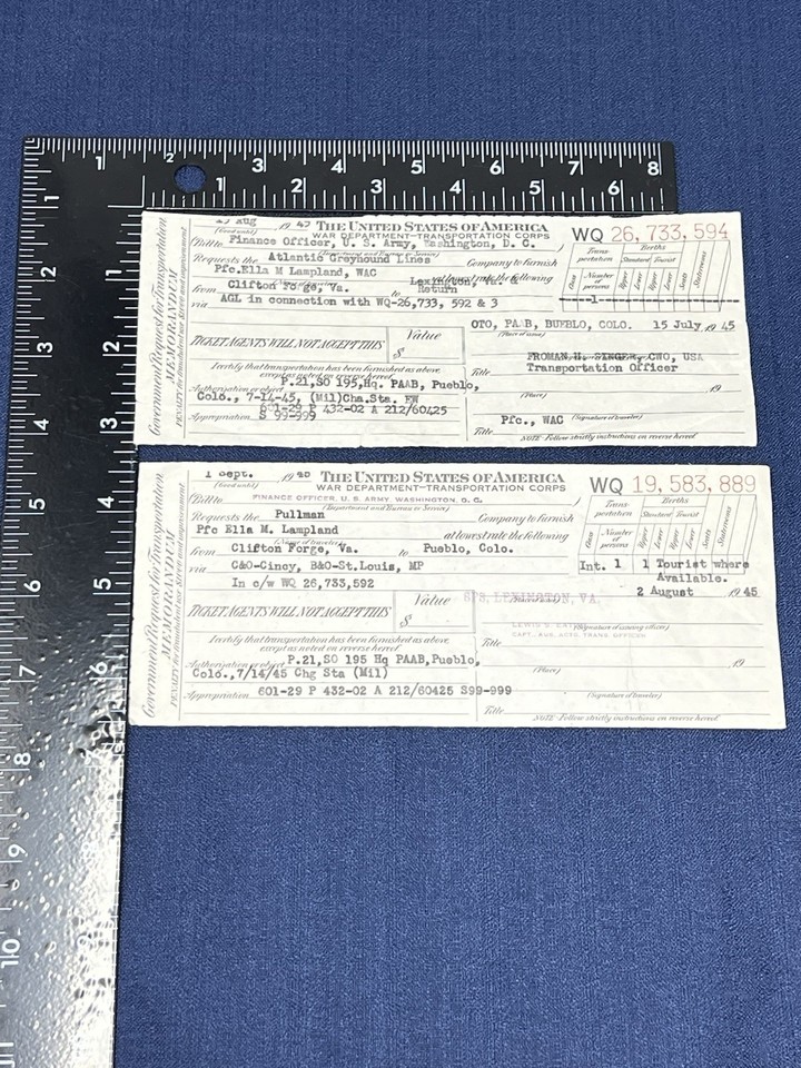 World War 2 US WAR DEPARTMENT ARMY Transportation Corps Request Forms ...