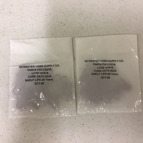 NEW, ( LOT 2 ) PACK - 50 MCMASTER CARR SUPPLY ZMCCS2X8 SILICONE RINGS ...