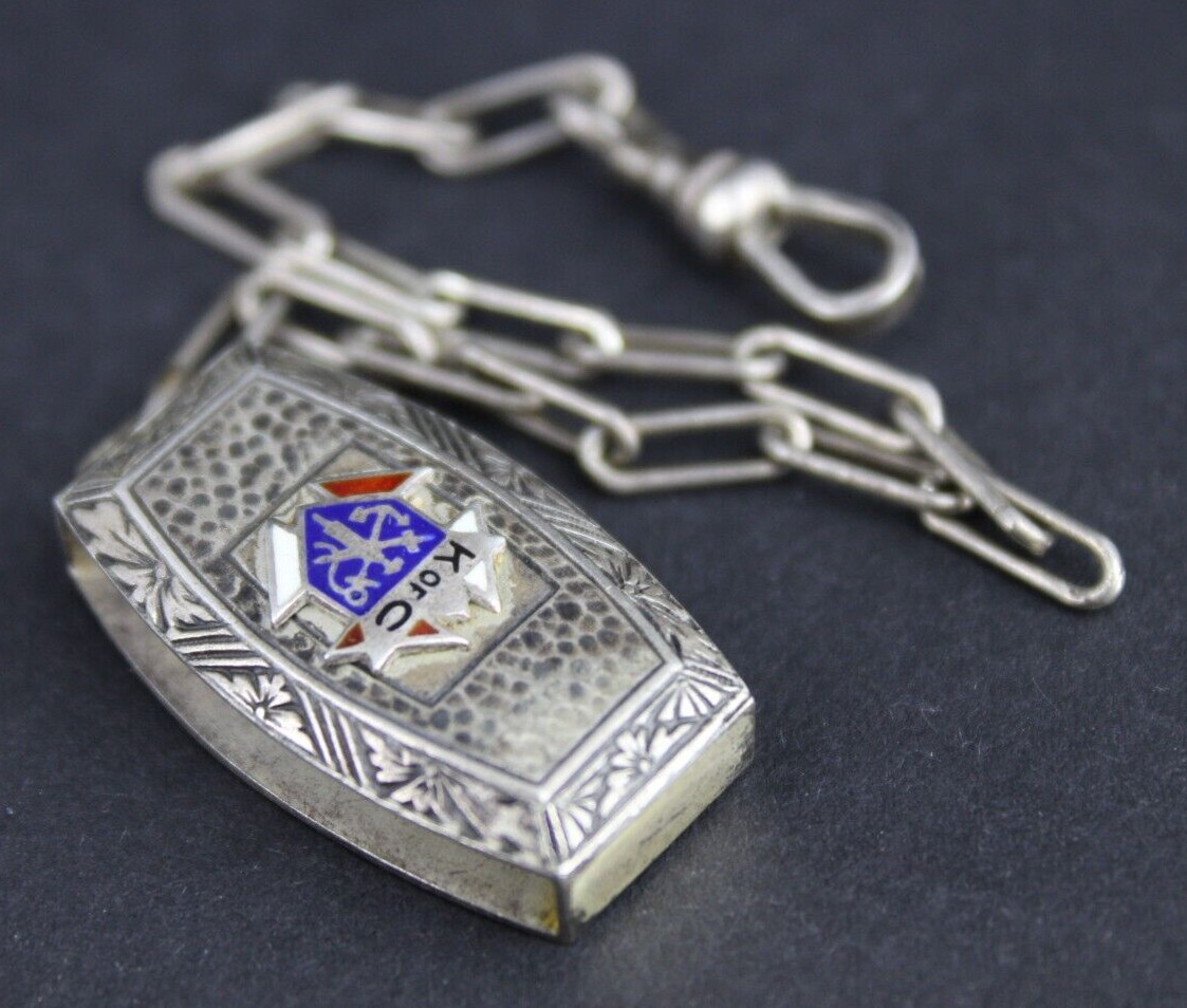 Antique Pocket Watch Belt Fob STERLING SILVER masonic… - Gem