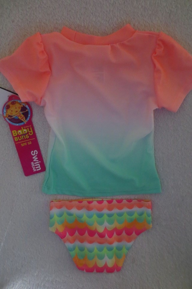 Girls Baby Buns Swimming Suit 2 pieces Size 12 months Color Bright SPF ...