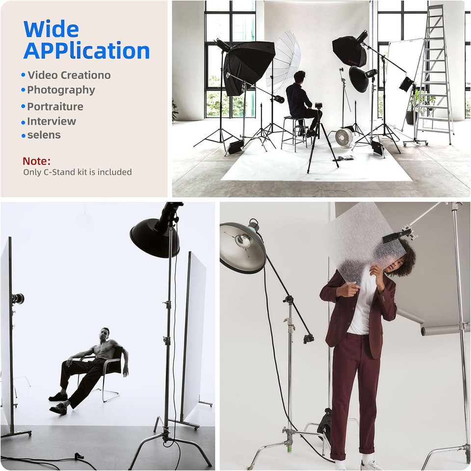 11ft Studio Heavy Duty C Light Stand Century Booms Gobo Arm Grip ...