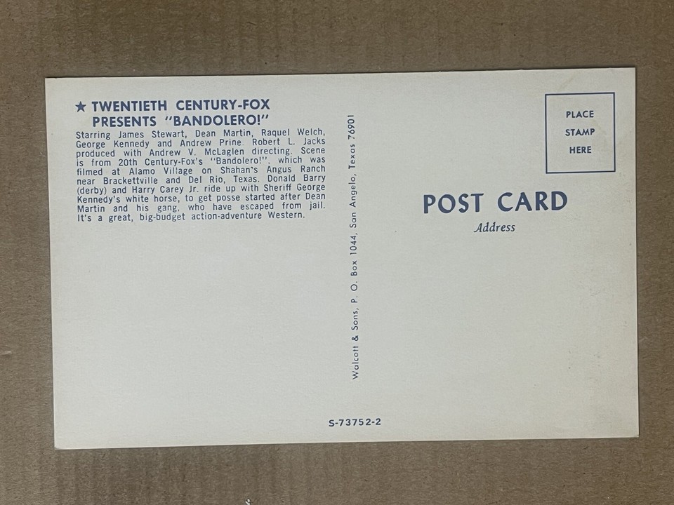 Postcard Bandolero Western Movie Film Advertising Old West 20th Century ...