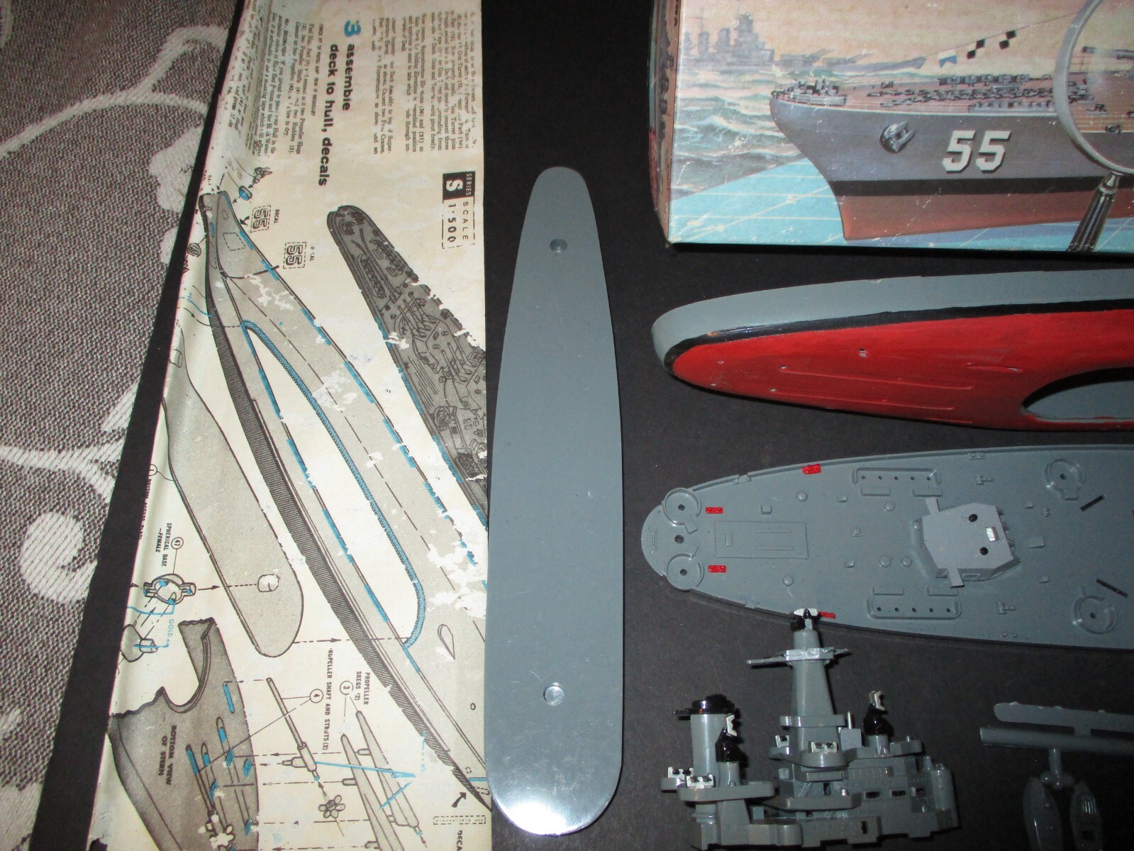 Vintage/RENWAL/1/500/Scale/Unbuilt/Model/WW-2(USS/NORTH/CAROLINA)1950's ...