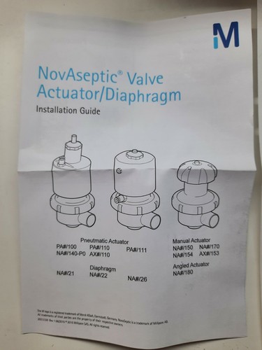 Brand New - Millipore NA38/150 NovAseptic Valve, NA38 Manual Actuator ...