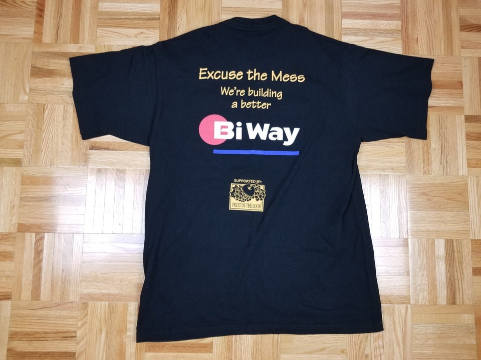 VINTAGE 90' BIWAY STORE PROMO BLACK SINGLE STICH T-SHIRT SZ LARGE | eBay