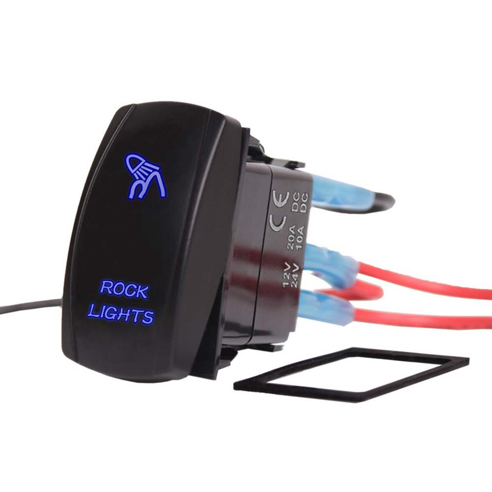 5 Pin Toggle Rocker Switch LED Rock Blue Light NO-Off Button Switch W ...