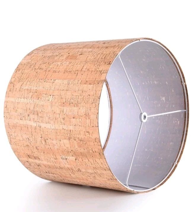GOSO Medium Drum Lamp Shade Brown - Natural Cork Leather Textured Lamp ...