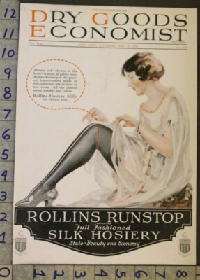 1925 ROLLINS RUNSTOP SILK HOSIERY AD SEXY ART DECO FLAPPER GARTER COVER ...