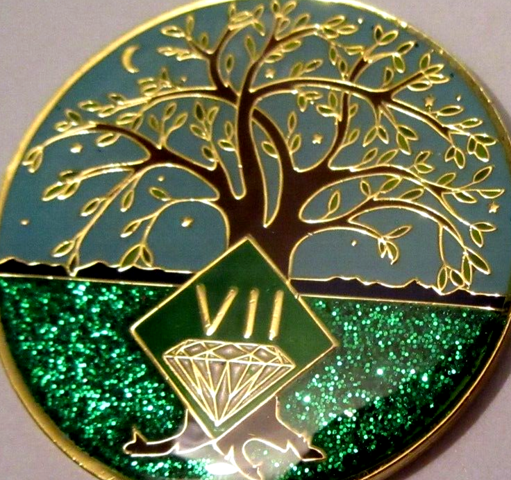 Narcotics Anonymous NA Tree Green 7 Year Medallion Gold Black | eBay