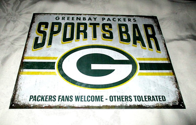 **GREEN BAY PACKERS SPORTS BAR Poster-Style Distressed Metal Sign #8 ...