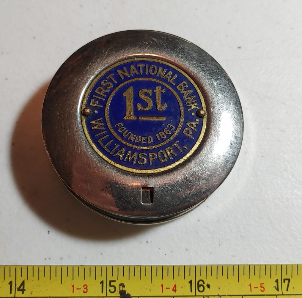 Vintage First National Bank Williamsport PA Advertising Coin Dime Bank ...