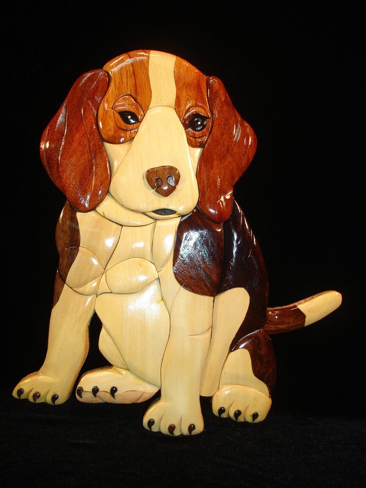 Hand crafted 3D Intarsia Wood Art BEAGLE DOG Sign Wall Plaque | eBay