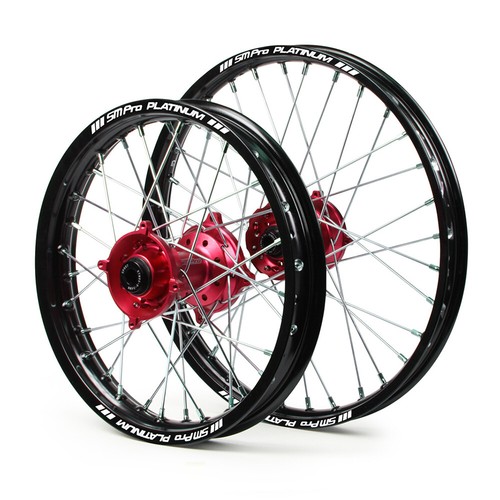 Honda CR85R 1996 - 2007 JNR MX Wheel Set Black Platinum Rims / Red SM ...