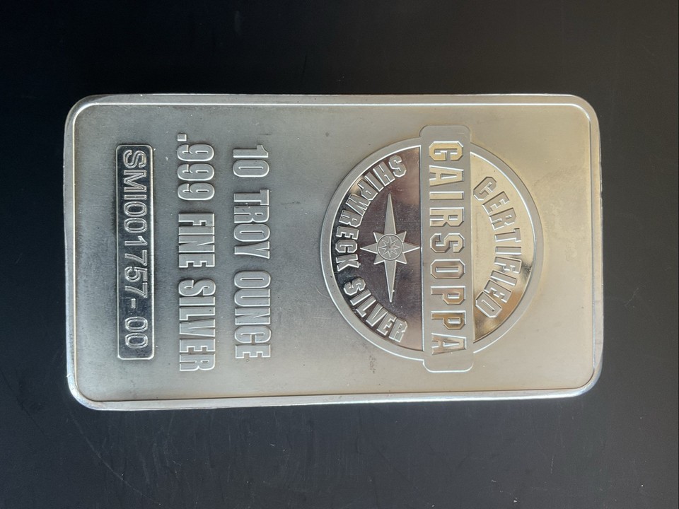 SS Gairsoppa Certified Shipwreck Silver 10 Troy Oz .999 Silver Bar ...