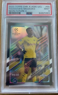 2020 Topps Chrome Aoki Neon Future Youssoufa Moukoko RC BlackRefractor ...