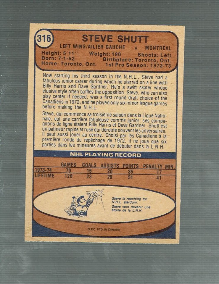 1974-75. OPC. Steve Shutt. rookie #316. EXMT | eBay