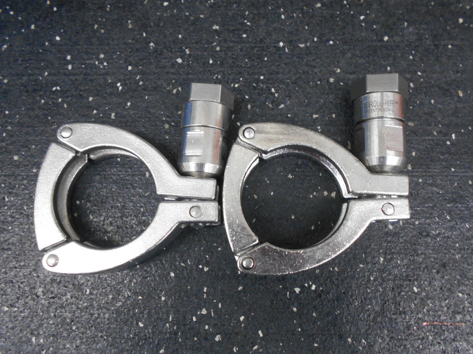 LOT OF 2 1"-1 1/2" THREE PIECE SS SANITARY CLAMP W/ TORQUE-RITE NUT TR ...
