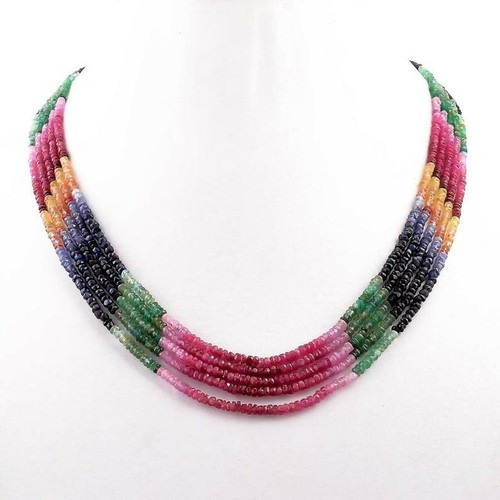 AAA Natural Multi Sapphire Faceted Rondelle Gemstone Beads 5 Line 16 ...