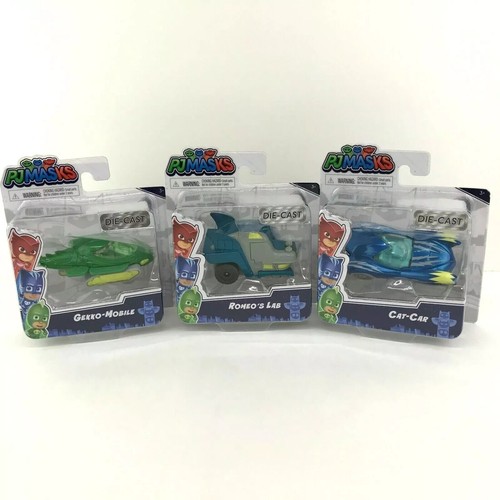 PJ Masks Die-Cast Cars Lot of 3 Romeos Lab Cat-Car and Gekko-Mobile ...