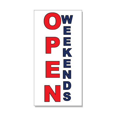 Open Weekends Red Blue DECAL STICKER Retail Store Sign | eBay