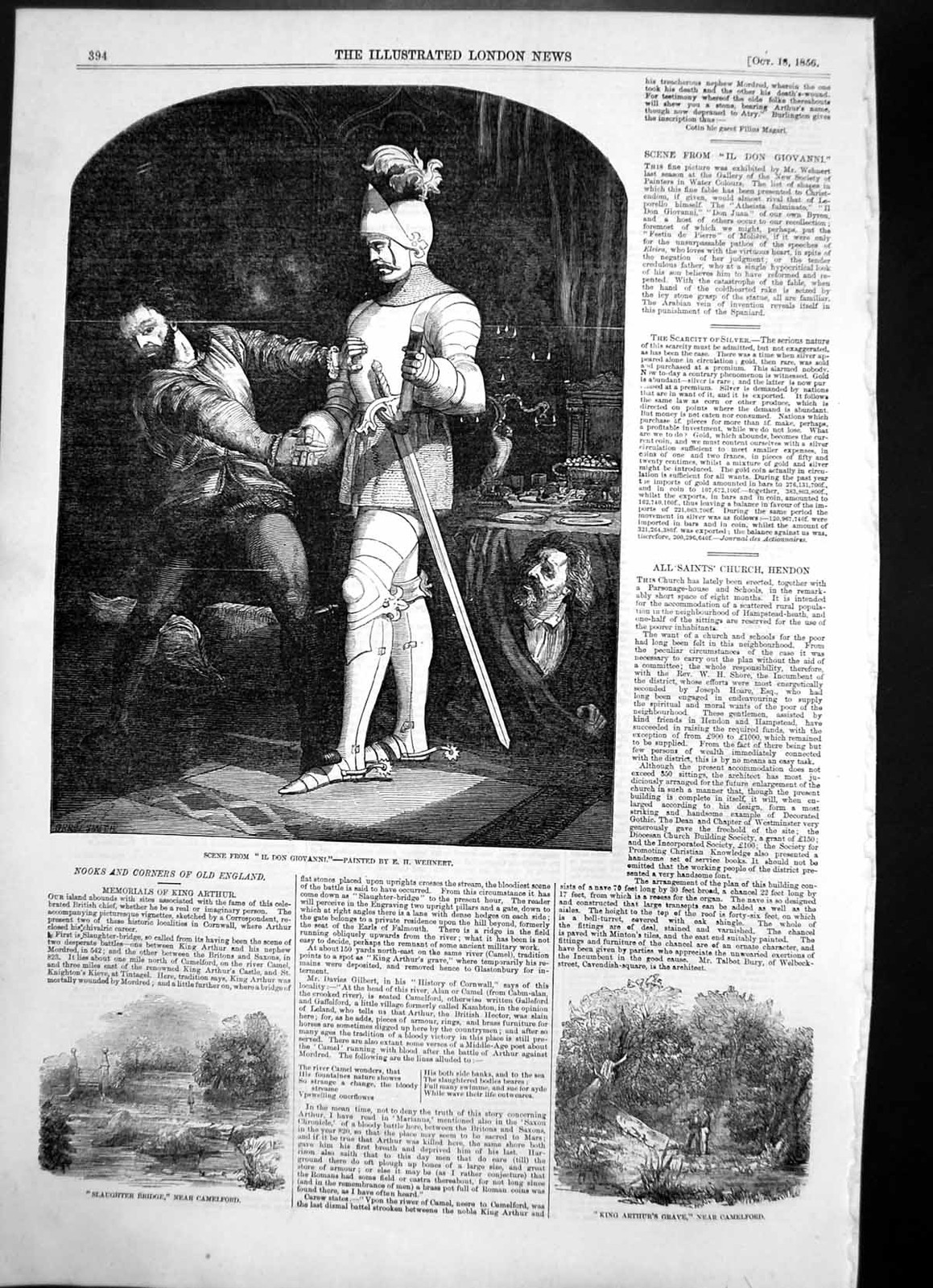 Antique Old Print Il Don Giovanni Slaughter Bridge Camelford King ...