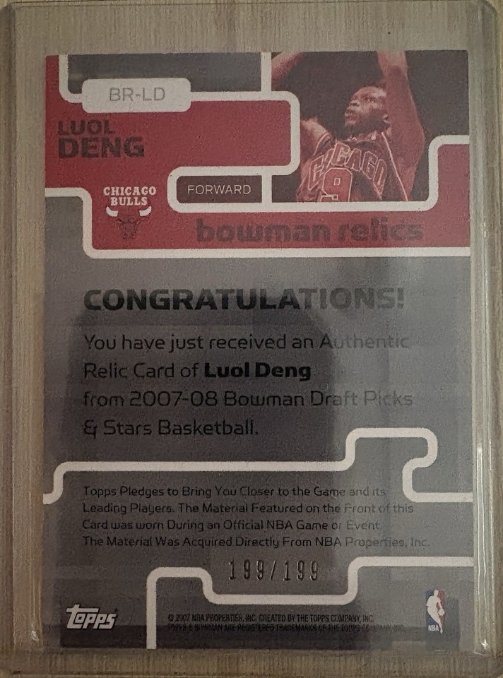 2007-08 Bowman Draft Picks & Stars Relics Dual /199 Luol Deng #BR-LD | eBay