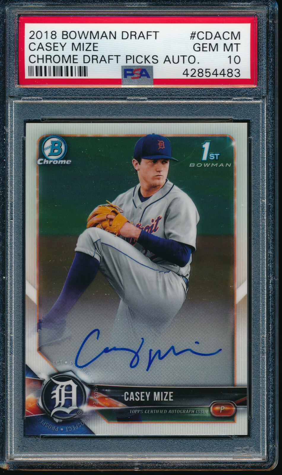 PSA 10 CASEY MIZE AUTO 1st 2018 Bowman Chrome Autograph Rookie Card RC ...