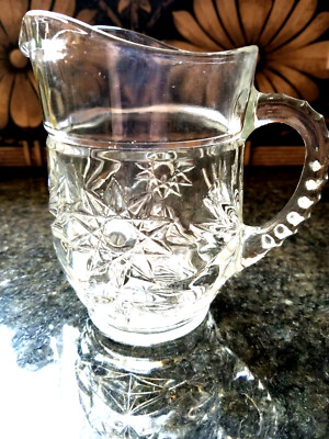 Vintage Anchor Hocking Small 5.5" Clear Pressed Glass Pitcher/Creamer ...