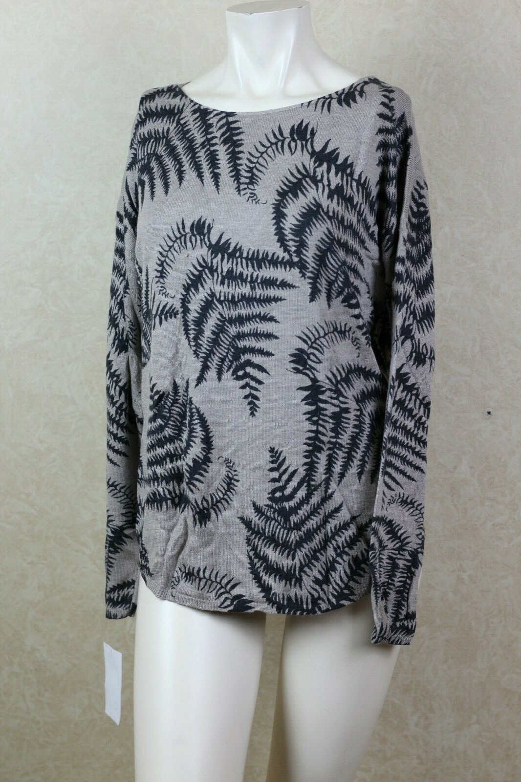 Olivia Grace Women NEW Printed Boat-Neck Sweater Lint Heather Ferns NWT ...