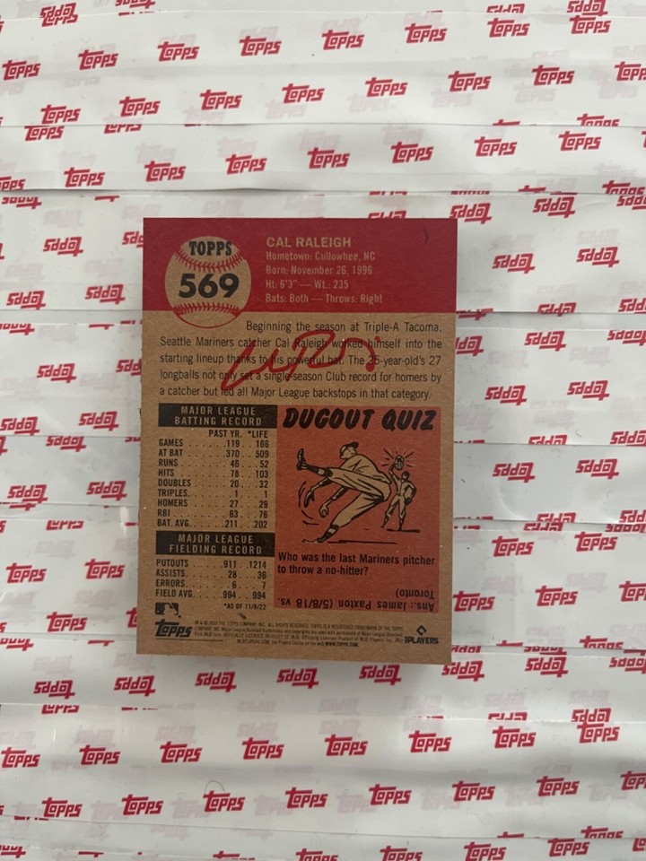 Topps MLB® Living Set® Card #569 ⚾️ Cal Raleigh RC ⚾️ Seattle Mariners ...