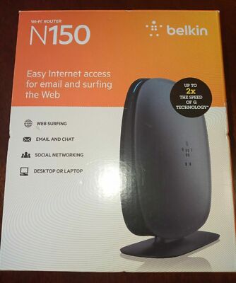 Belkin N150 Wireless/Wi-Fi Router 4 Port 2.4 GHz -slightly used tested ...