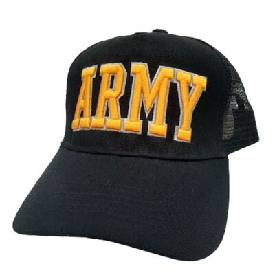 US Army Trucker Cap Hat Embroidered Snapback Black Mesh | eBay