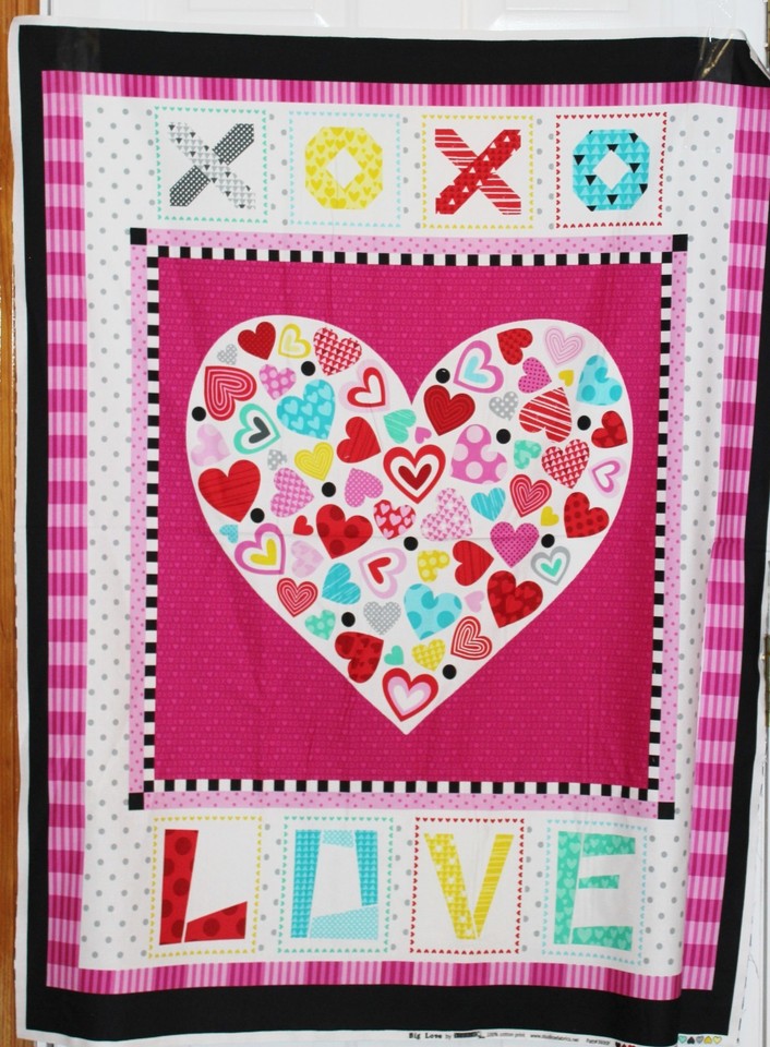 Big Love Valentines Hearts X's and O's Quilt Panel & Fabrics SOLD ...