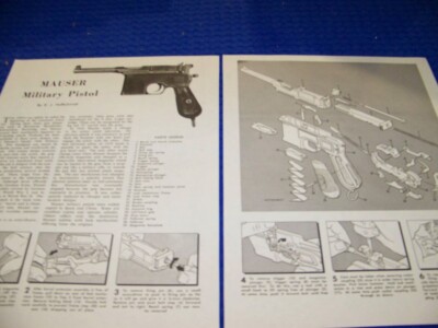 MAUSER MILITARY PISTOL..TAKEDOWN/EXPLODED VIEW/PARTS LEGEND..(541LL) | eBay