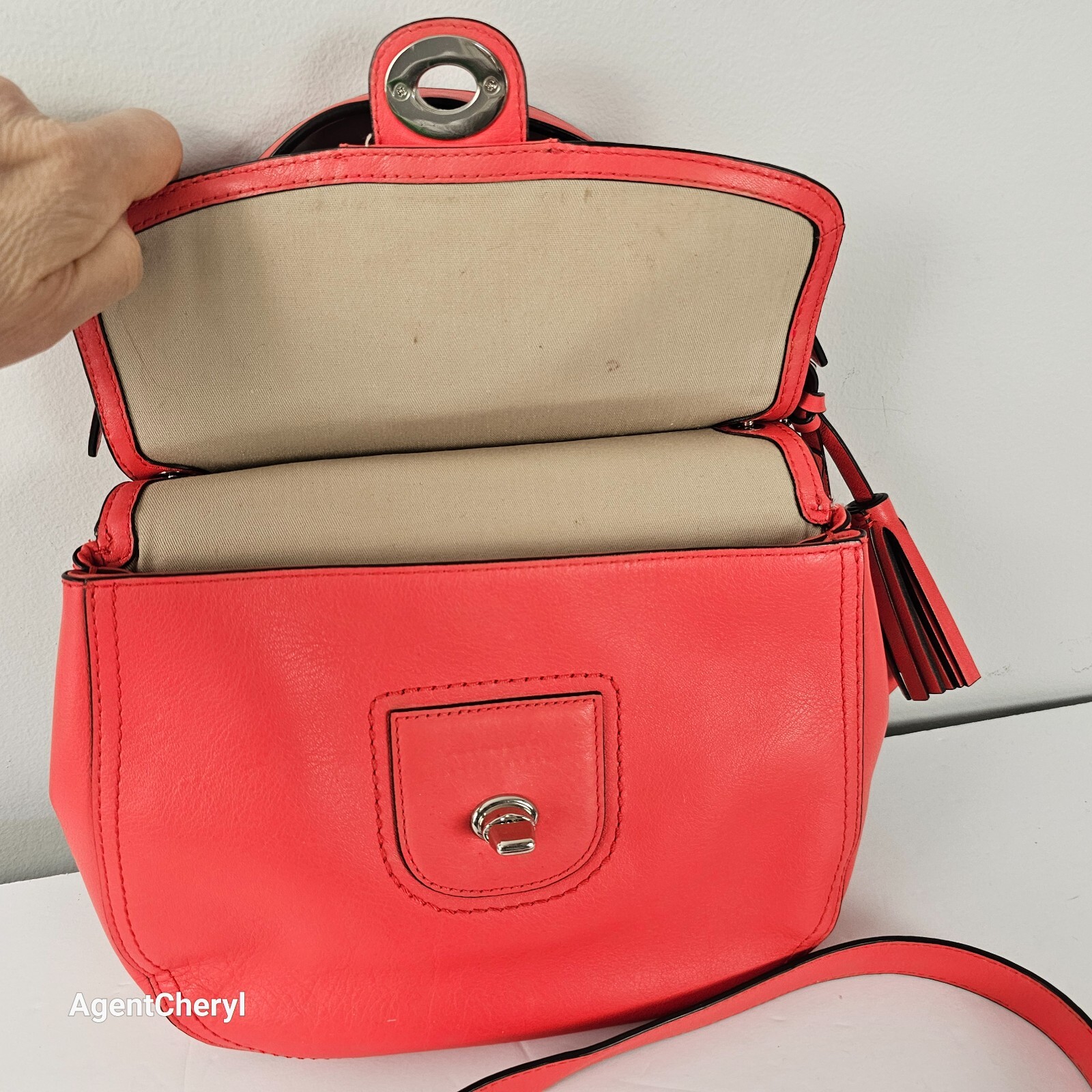 COACH Willis Coral Glovetanned Leather 22382 Crossbody Shoulder Bag ...