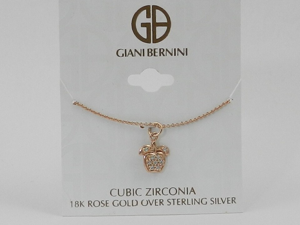 Giani Bernini Cubic Zirconia Apple Pendant Necklace in 18k Rose Gold ...