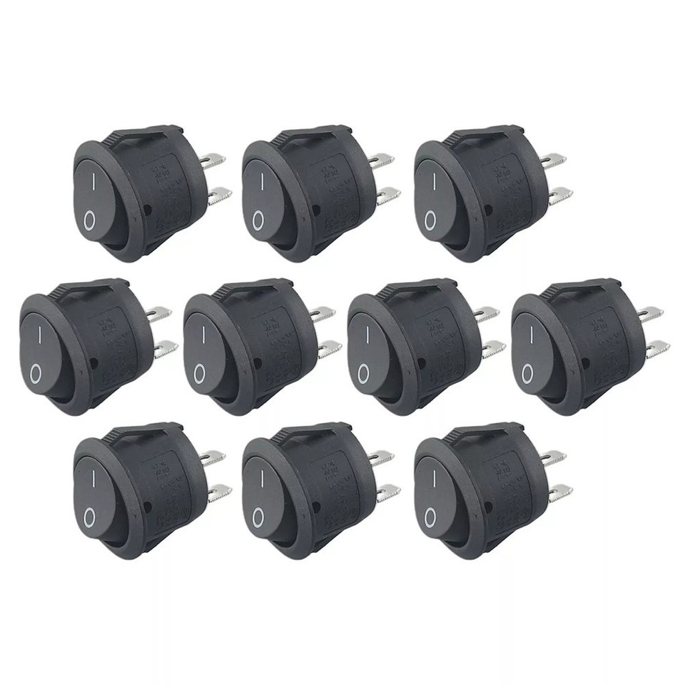 10Pcs 2 Pin Round Rocker Switch 6A 250V AC SPST Power Button for ...
