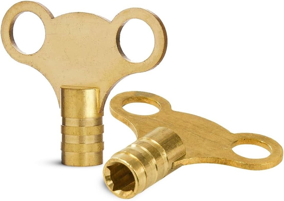 2 X SOLID BRASS RADIATOR BLEED AIR LOCK KEY KEYS PLUMBING EASY GRIP ...