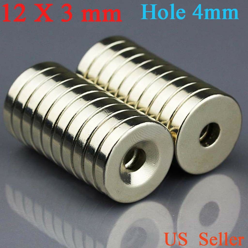 25/50/100x Strong Countersunk Ring Magnet 1/2"x1/8 Rare Earth Neodymium ...