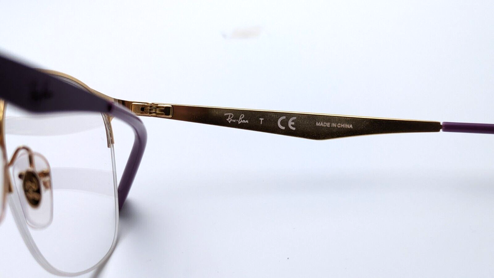 Ray-Ban RB6422 3045 Polished Violet Round Half Rim Womens Eyeglasses ...