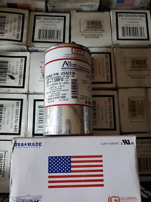 AmRad USA2238 Round Run Capacitor 50+7.5 uF MFD 370 / 440 Volt Made in ...