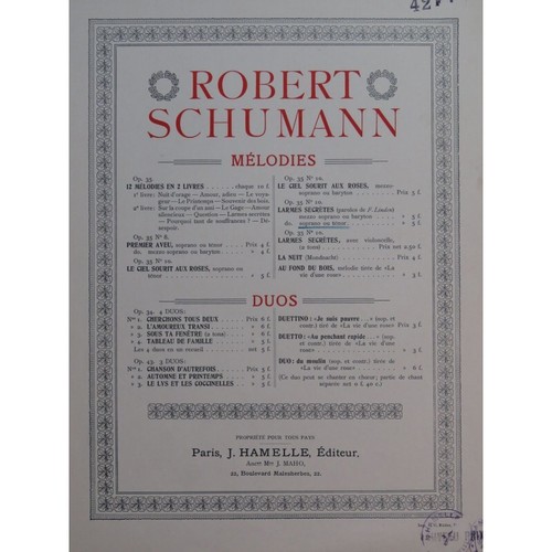 Schumann Robert Tear Covert Op 35 Singer Piano ca1903 | eBay Australia
