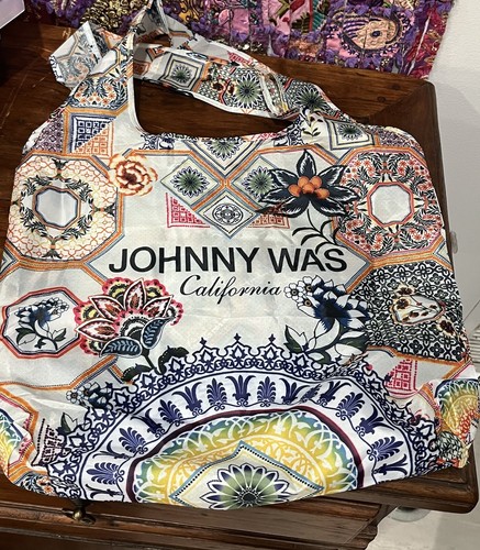 Authentic Johnny Was Nylon Reusable Shopper Tote Multi Floral Mosaic ...