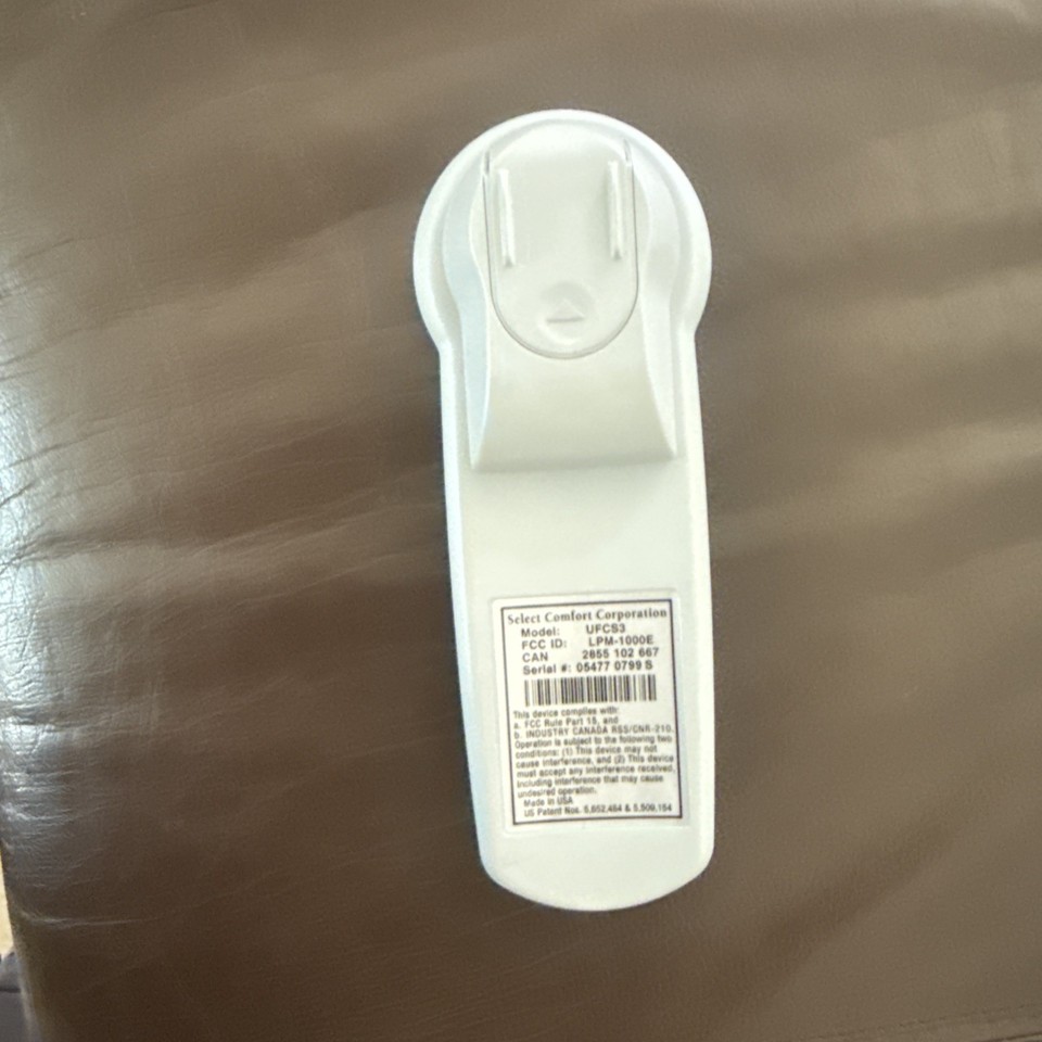 Sleep Number SELECT COMFORT REMOTE CONTROL Air Chamber Wireless UFCS3 ...