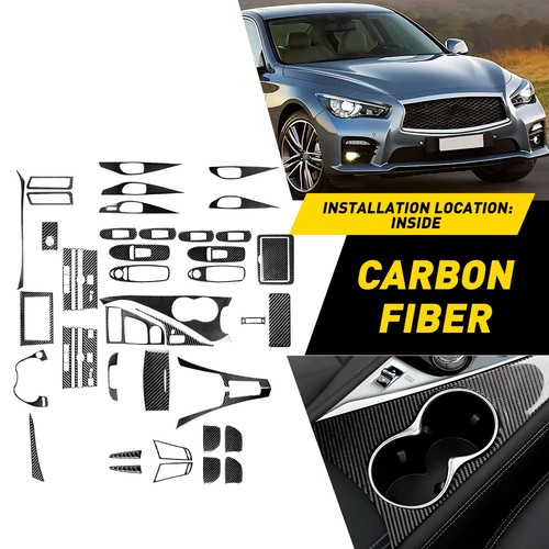 1SET Interior Carbon Fiber Cover Trim Sticker Fit Infiniti Q50 Q60 2014 ...