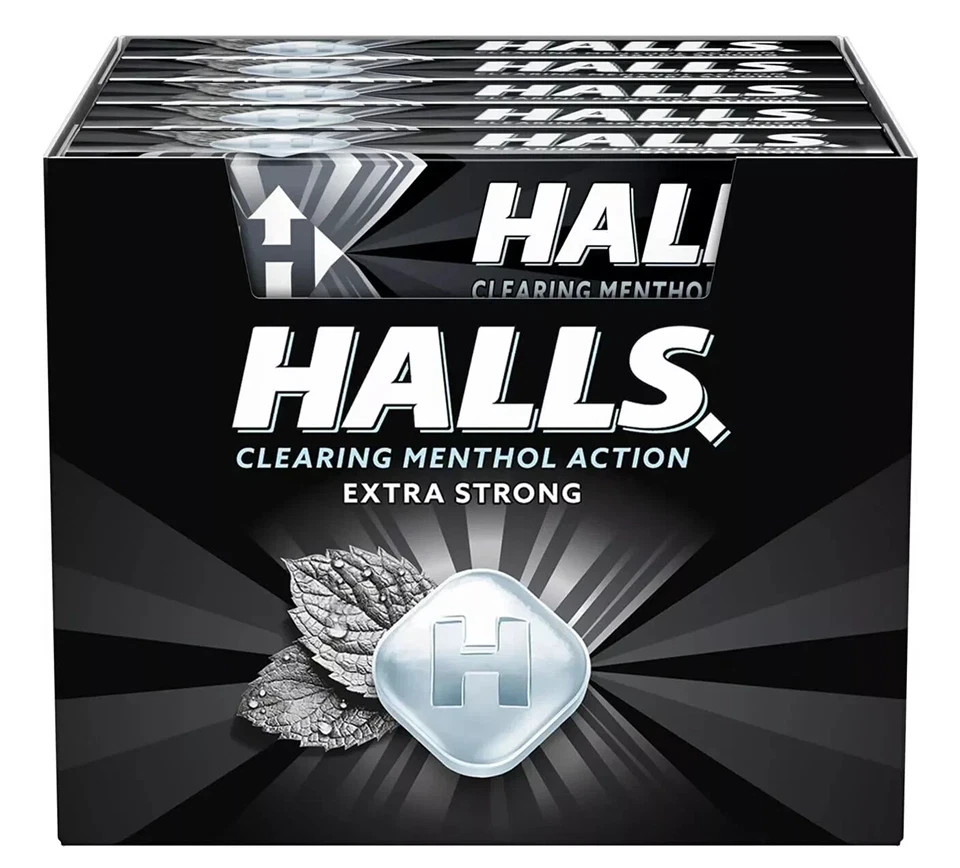 20 X Halls Extra Strong Original Menthol Flavour Vapour Action Sweets ...