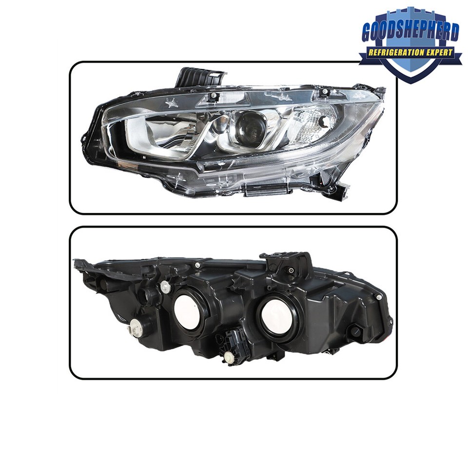Right&Left Side For 2016-18-2020 Honda Civic Chrome Halogen w/LED DRL ...